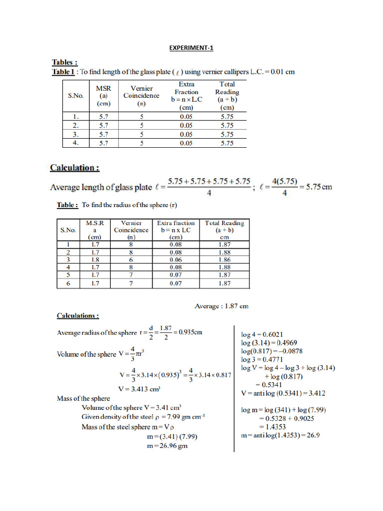 Physics Experiment Graphs Record | PDF