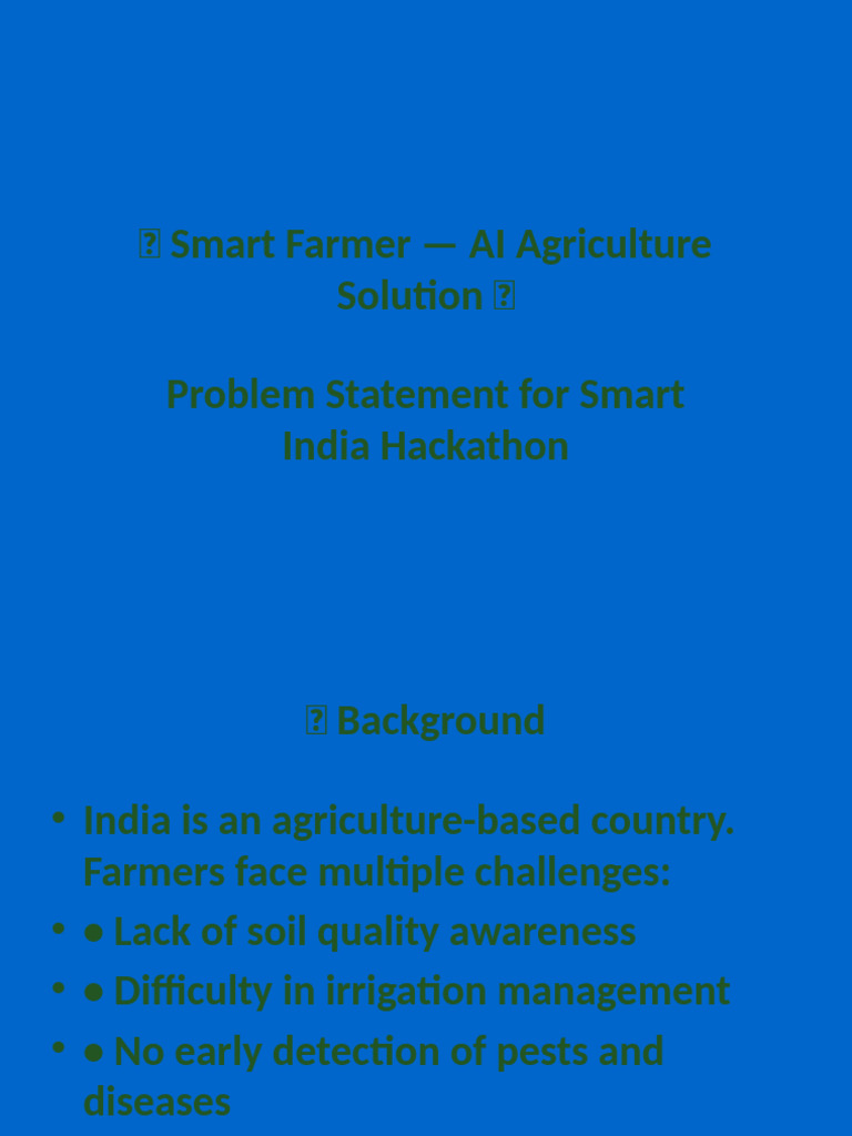Smart Farmer AI Solution Final Agriculture Styled | PDF
