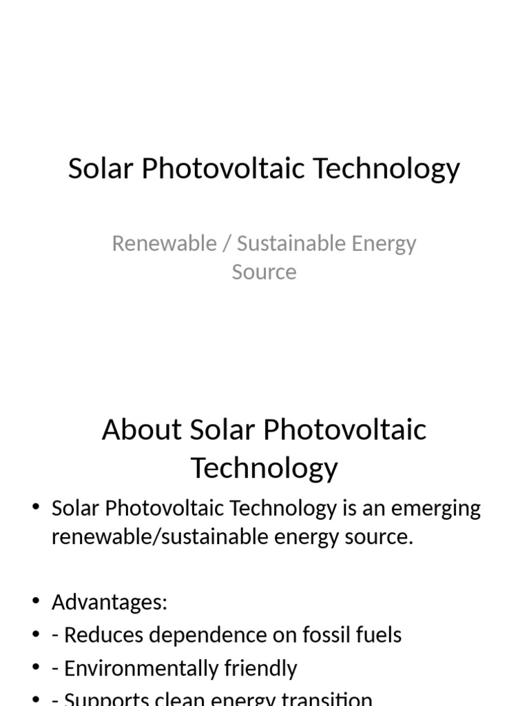 Solar Photovoltaic Technology | PDF