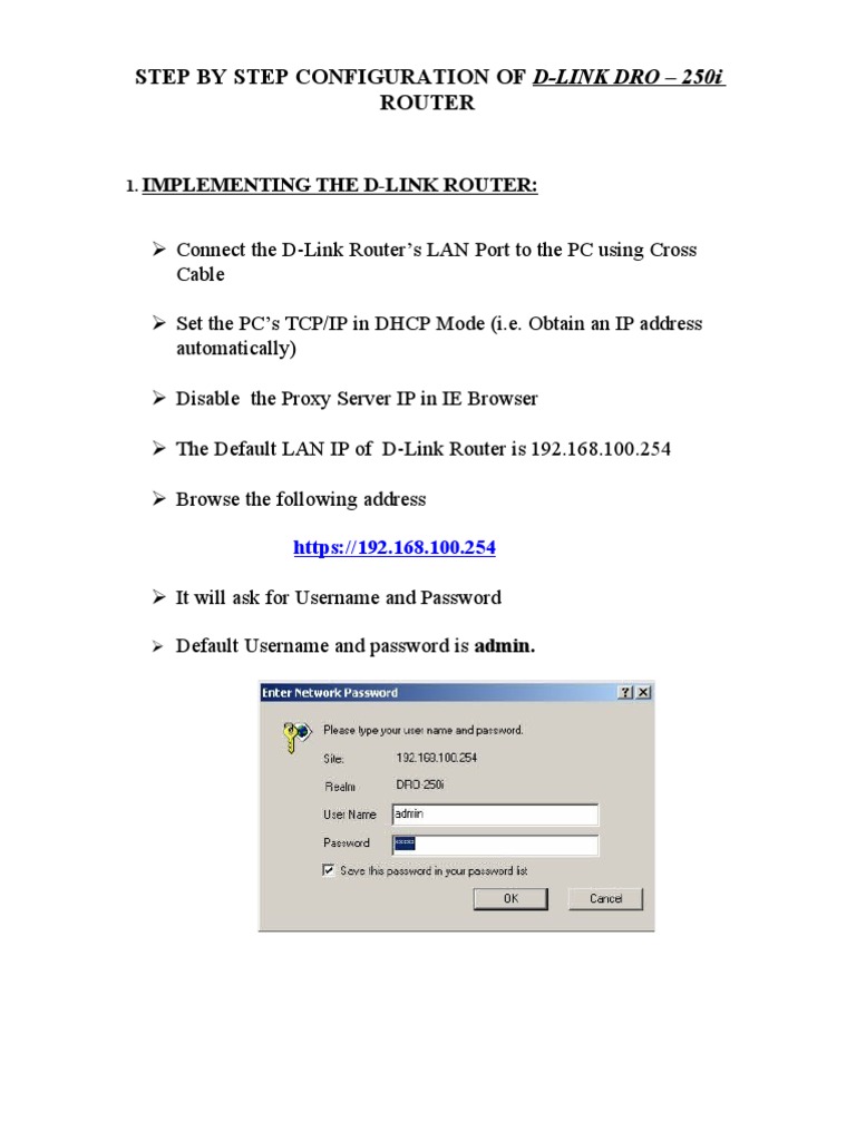 D - Link Router Config | PDF | Ip Address | Gateway (Telecommunications)