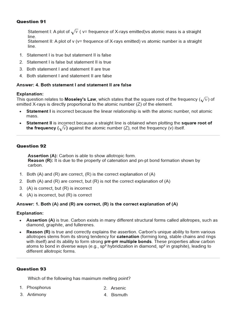 Chemistry Exam Questions and Answers | PDF | Molecular Orbital | Ion