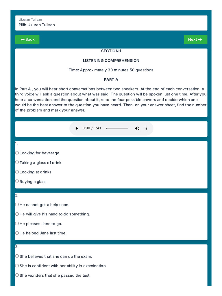 Listening Comprehension Practice Test | PDF | Dream