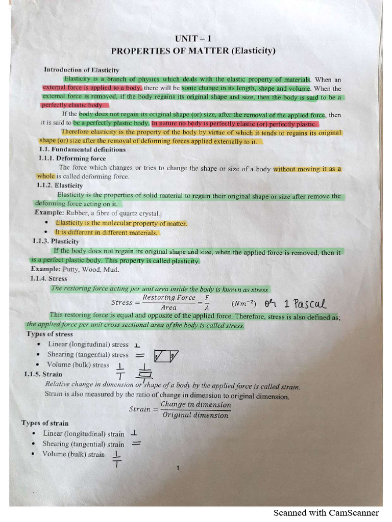 Unit-1 Properties of Matter Notes | PDF