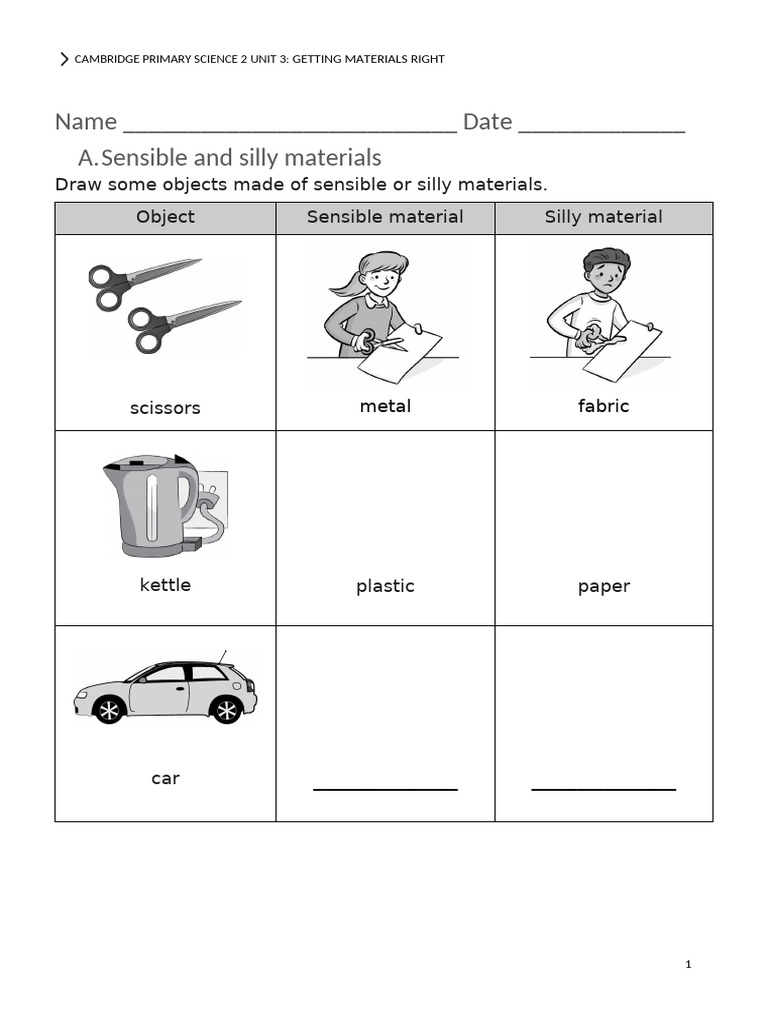 Sensible vs. Silly Materials Worksheet | PDF | Production And ...