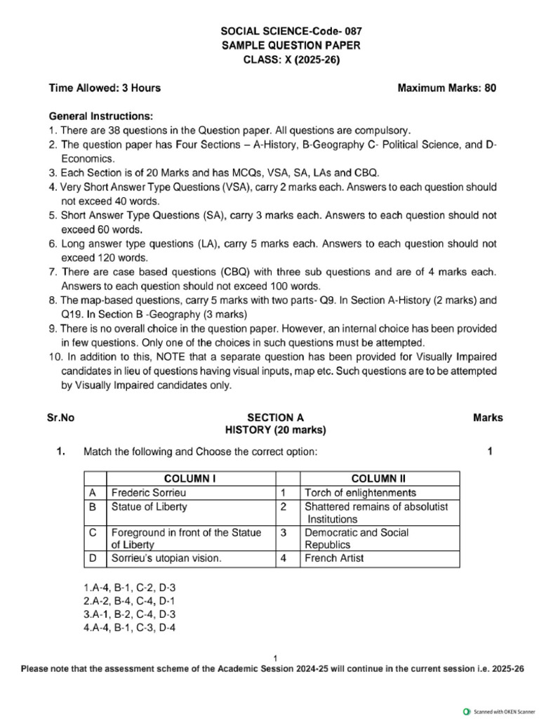 Social Question Paper | PDF