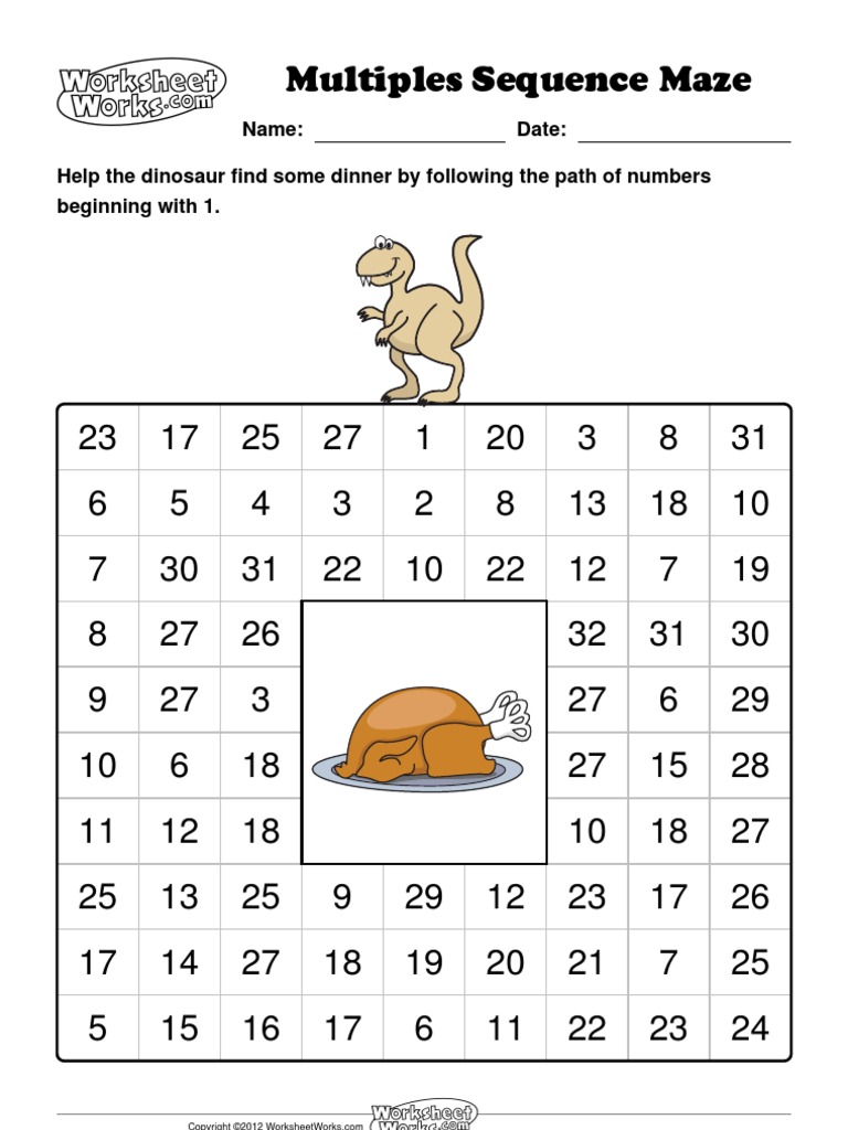 Worksheet Works Multiples Sequence Maze 1 | PDF
