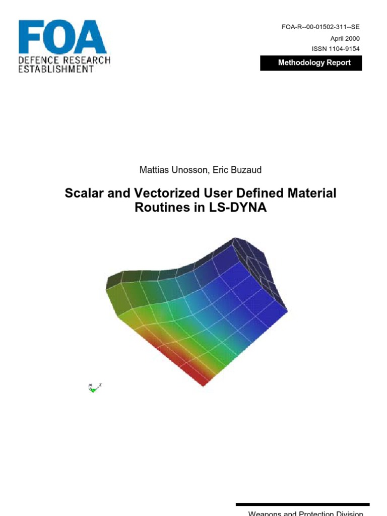 Scalar and Vectorized User Defined Material Routines in LS-DYNA | PDF | Parameter (Computer ...