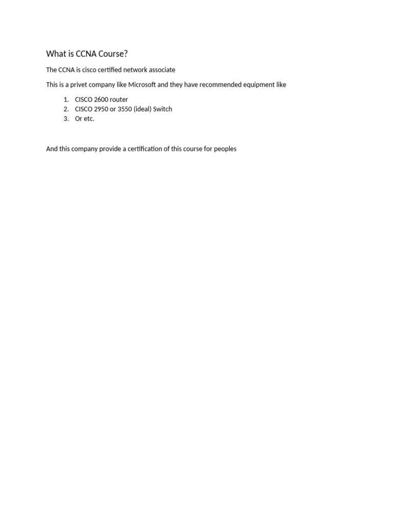 CCNA Course Overview and Requirements | PDF
