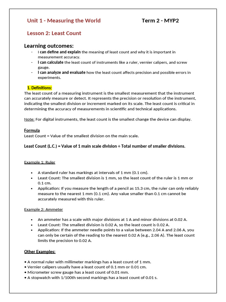Understanding Least Count in Measurements | PDF | Significant Figures ...