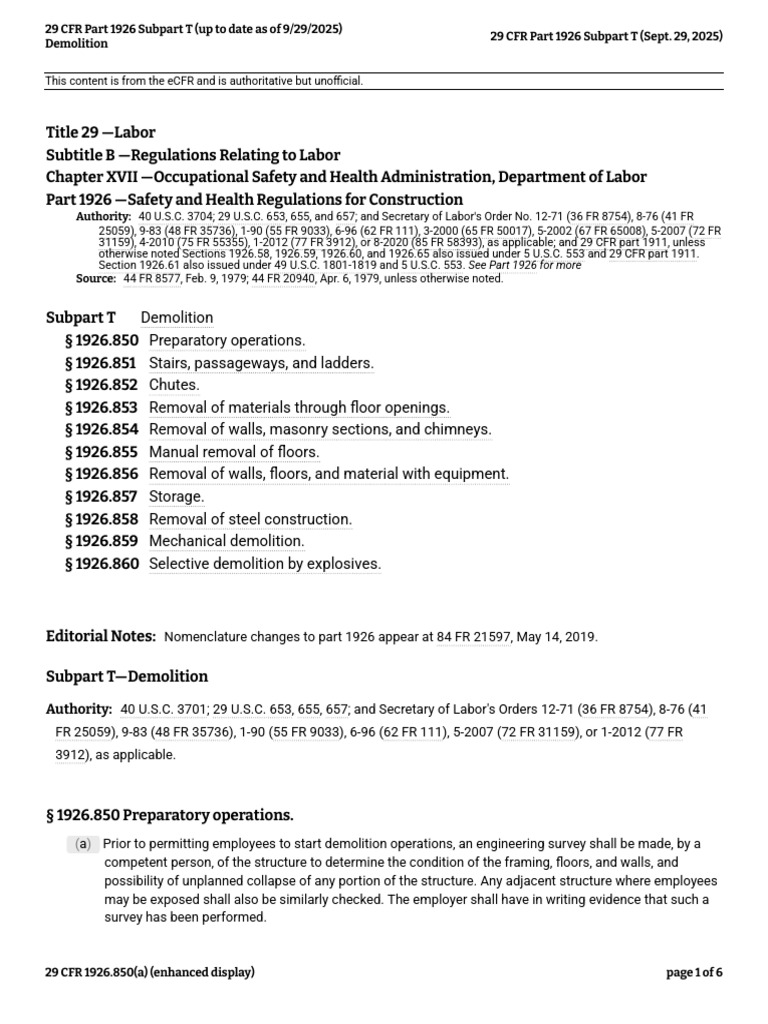 29 CFR Part 1926 Subpart T (Up To Date As of 9-29-2025) | PDF ...
