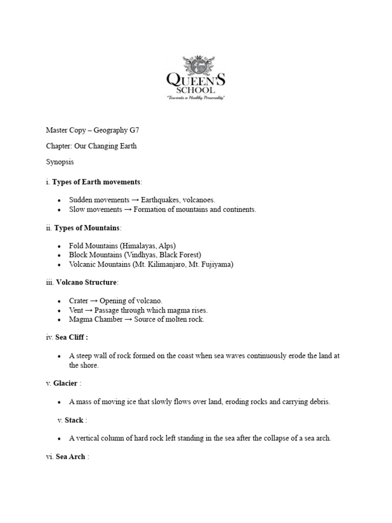 MC G7 Geo Our Changing Earth | PDF | Volcano | Mountains