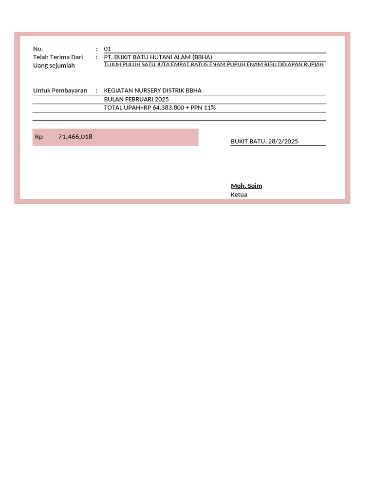 Contoh Kwitansi Pembayaran Pekerjaan | PDF