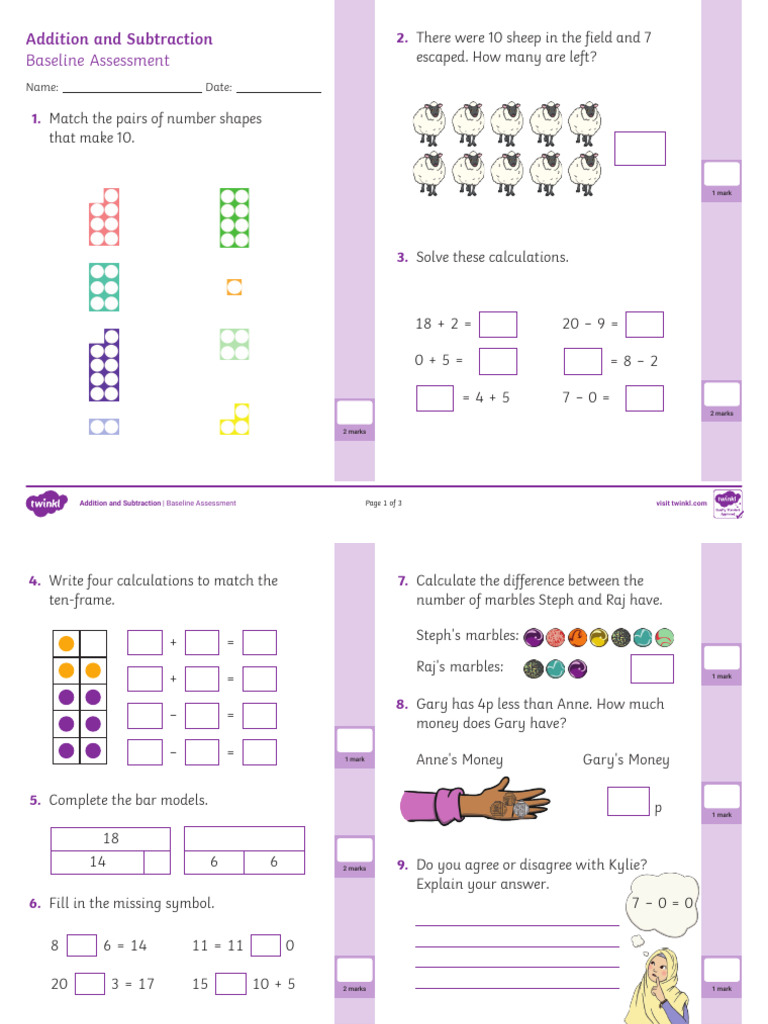 Y2 Addition and Subtraction Baseline Assessment | PDF | Subtraction | Chess