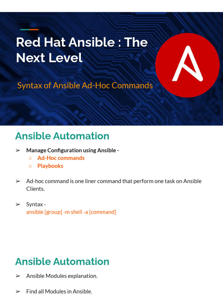 001 Syntax of Ansible Ad Hoc Commands | PDF