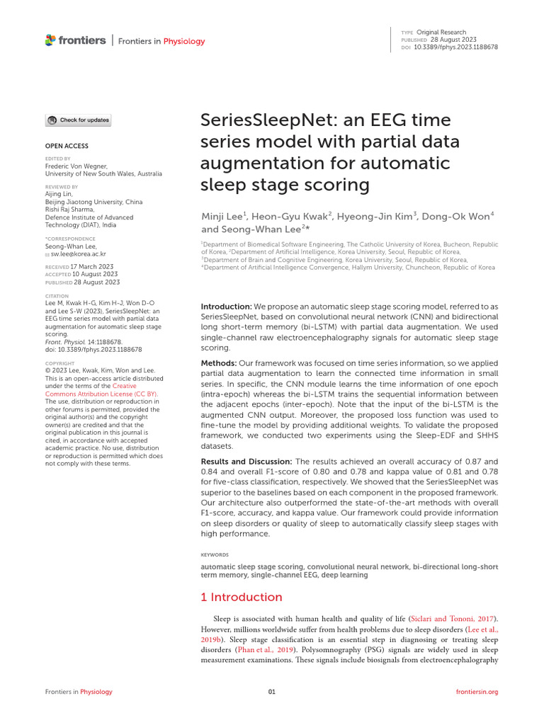 SeriesSleepNet - An EEG Time Series Model With Partial Data ...