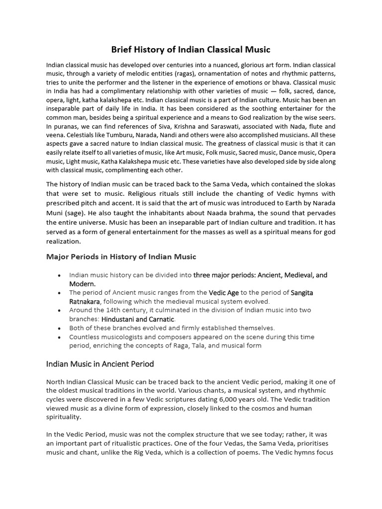 History of Indian Classical Music | PDF | Vedas | Musicology