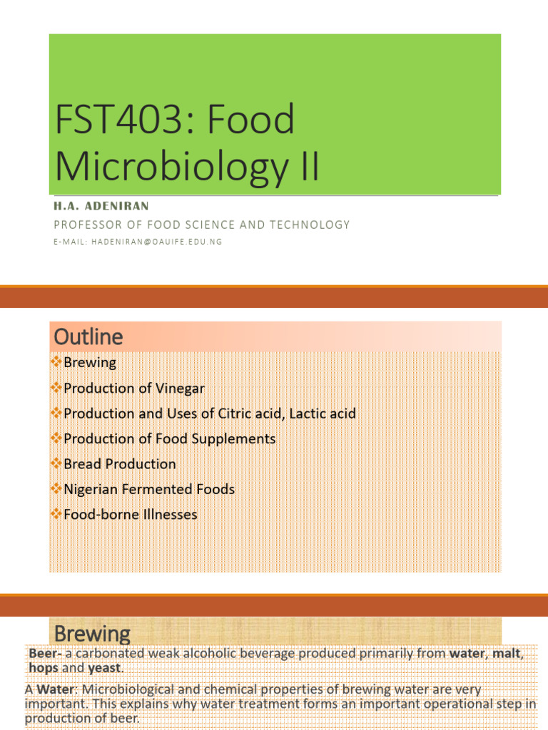 FST403 Food Microbiology II 2025 | PDF | Brewing | Beer