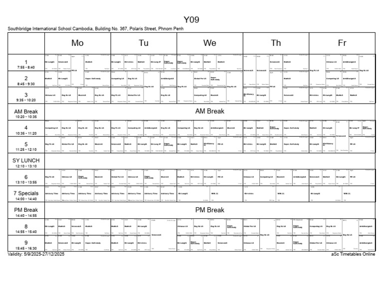 Y9 Timetable | PDF