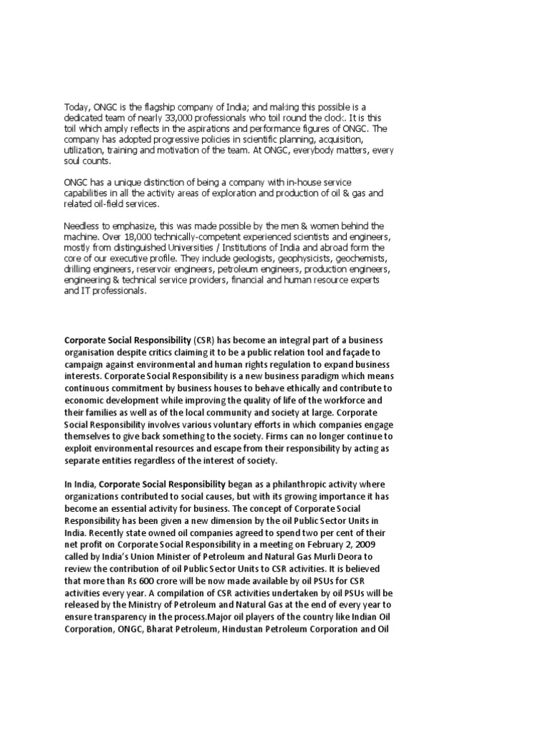 Corporate Social Responsibility (CSR) Has Become An Integral Part of A ...