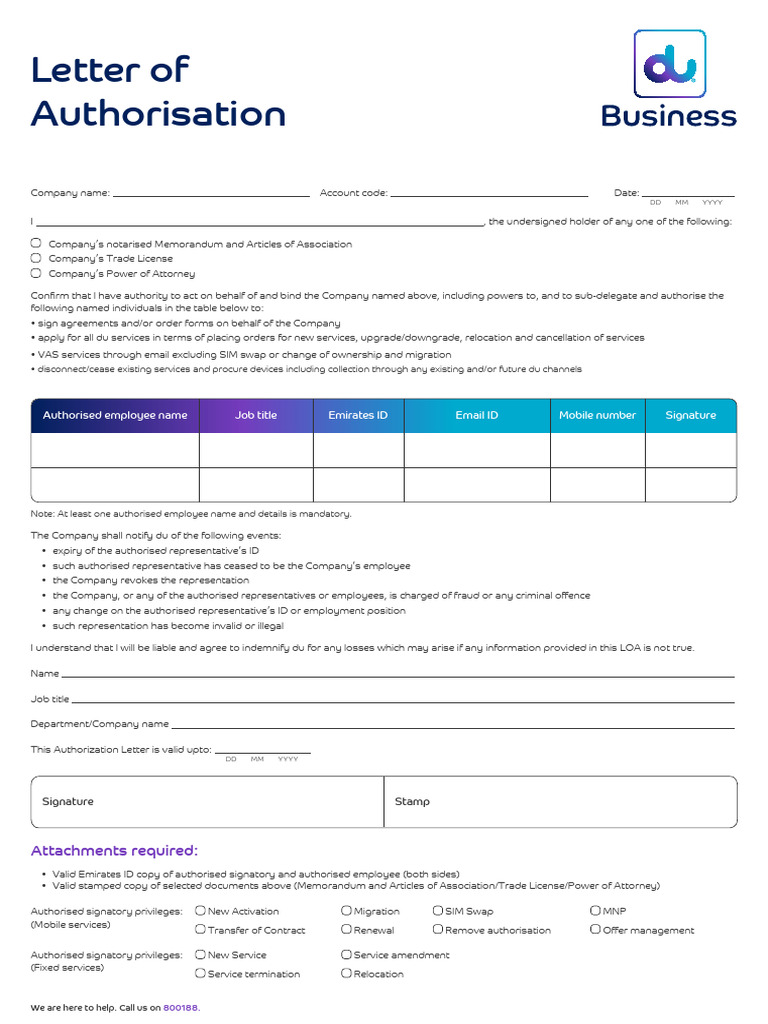 du Letter of Authorization Template | PDF | Civil Law (Legal System ...