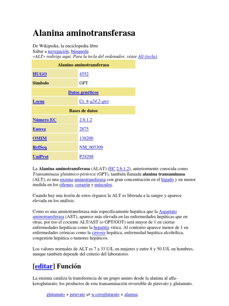 Alanina Aminotransferasa | PDF