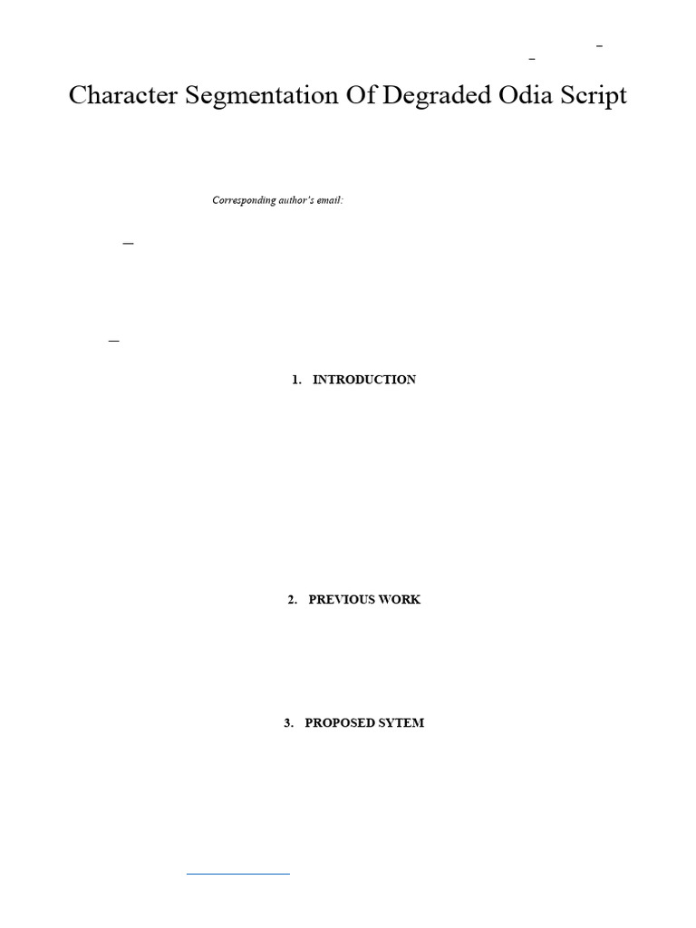 Character Segmentation in Degraded Odia Script | PDF | Image ...