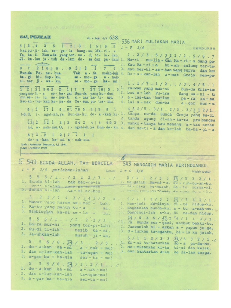 Teks Lagu Maria DonBosco 1 | PDF
