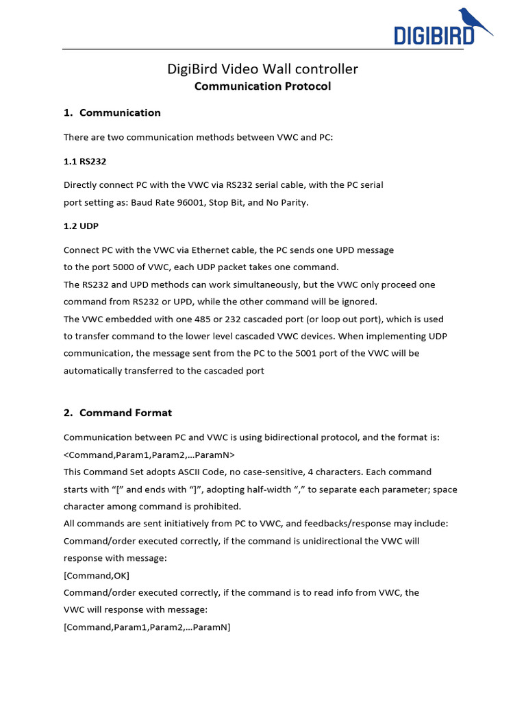 DigiBird VWC Communication Protocol Guide | PDF | Telecommunications ...