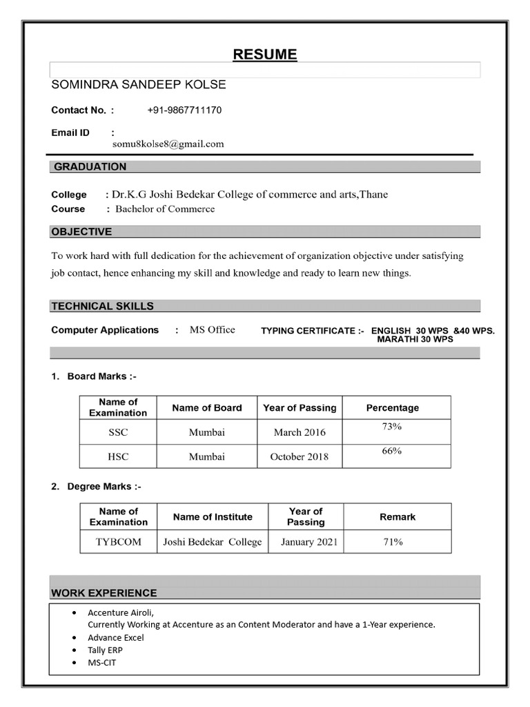 Accenture Content Moderator Resume | PDF