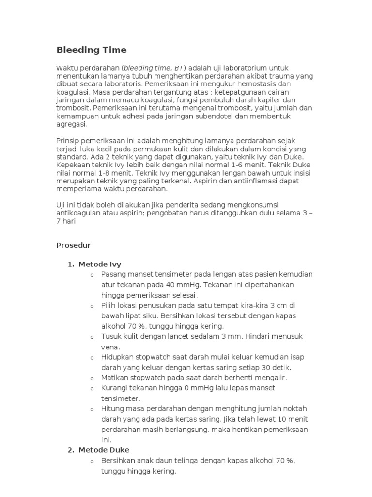 Bleeding Time | PDF