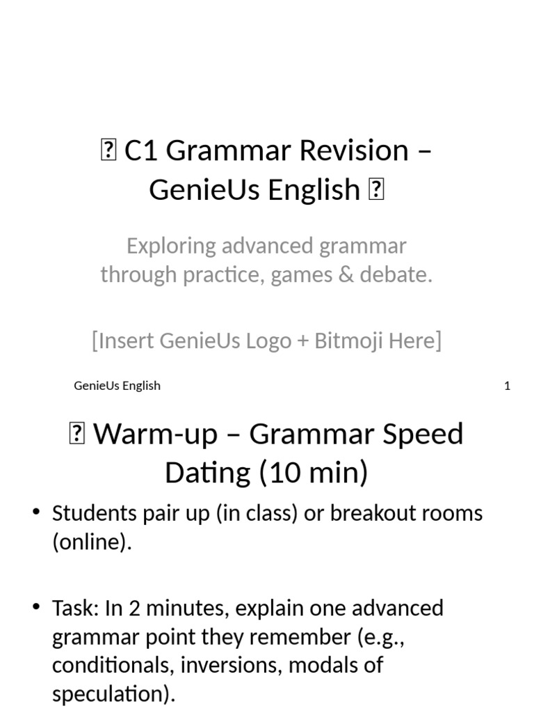 C1 Grammar Revision Static GenieUs | PDF | Communication | Learning