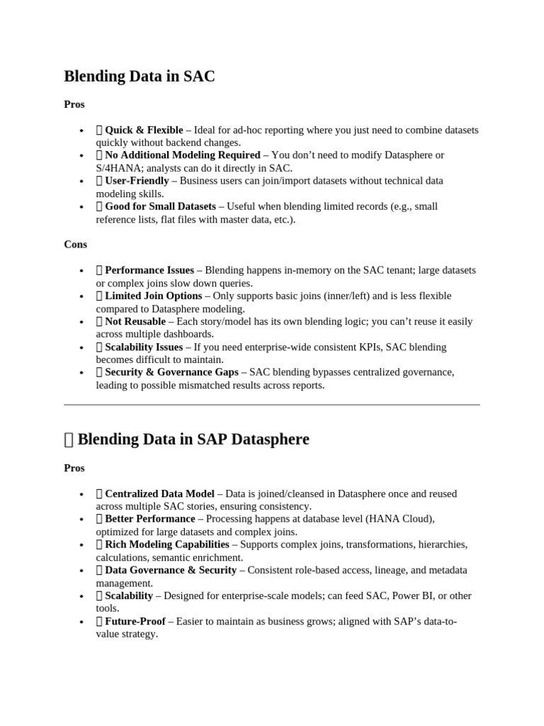 Blending Data in SAC or Datasphere | PDF | Data | Data Management
