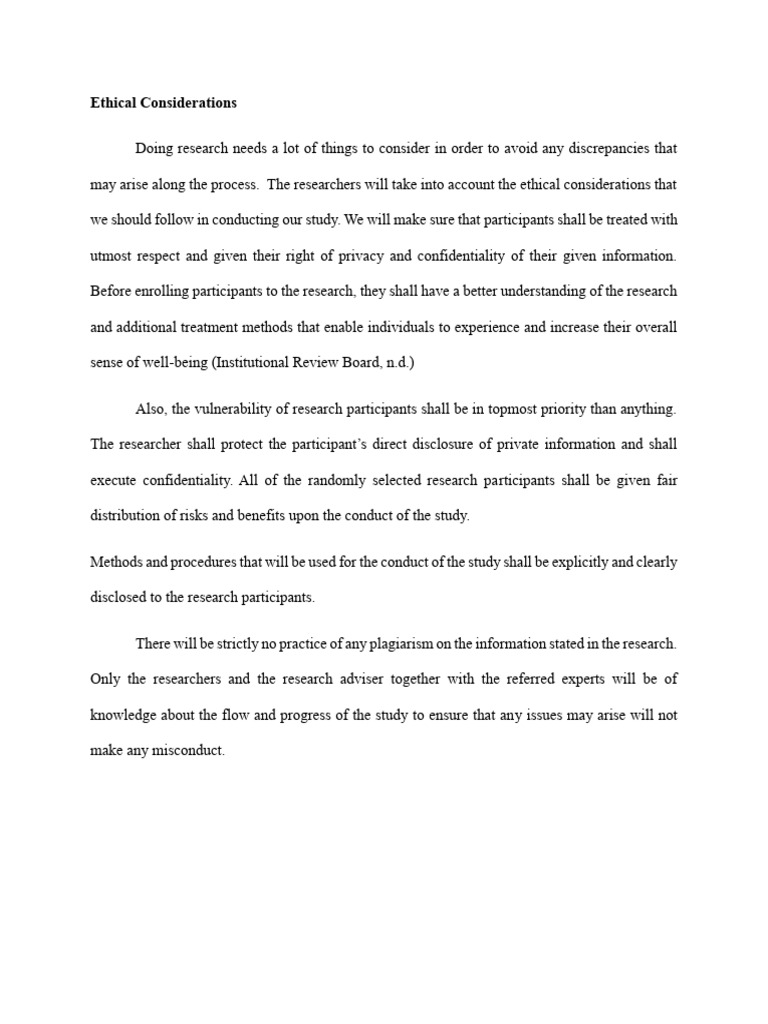 Ethical Considerations Sample 1 | PDF