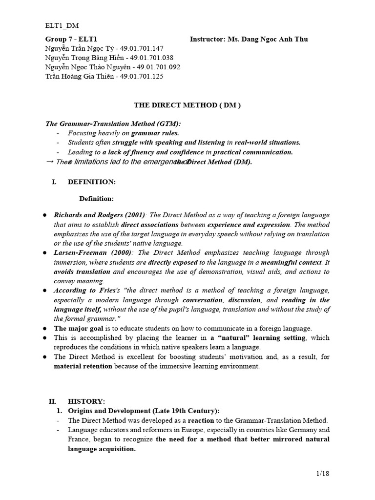 Understanding the Direct Method in Language Teaching | PDF | Second ...