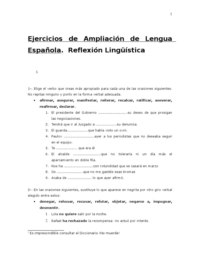 Ejercicios de Ampliación de Léxico | PDF | Verbo | Idiomas