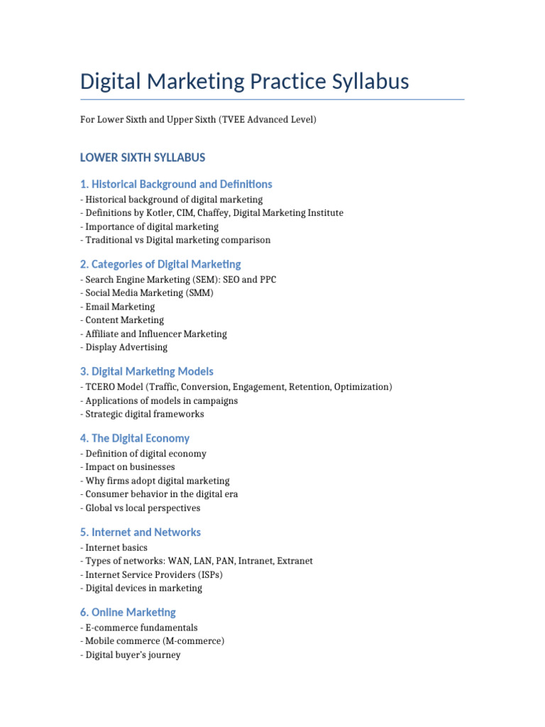 Digital Marketing Syllabus LS US | PDF | Digital Marketing | Marketing