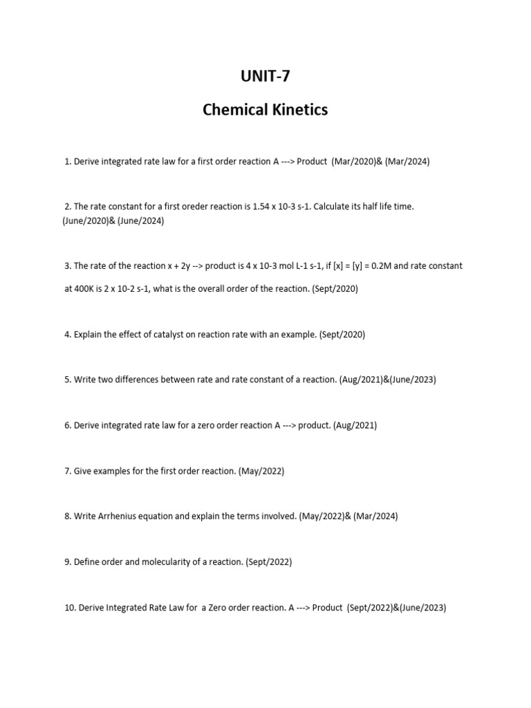 Chemical Kinetics: Key Concepts | PDF