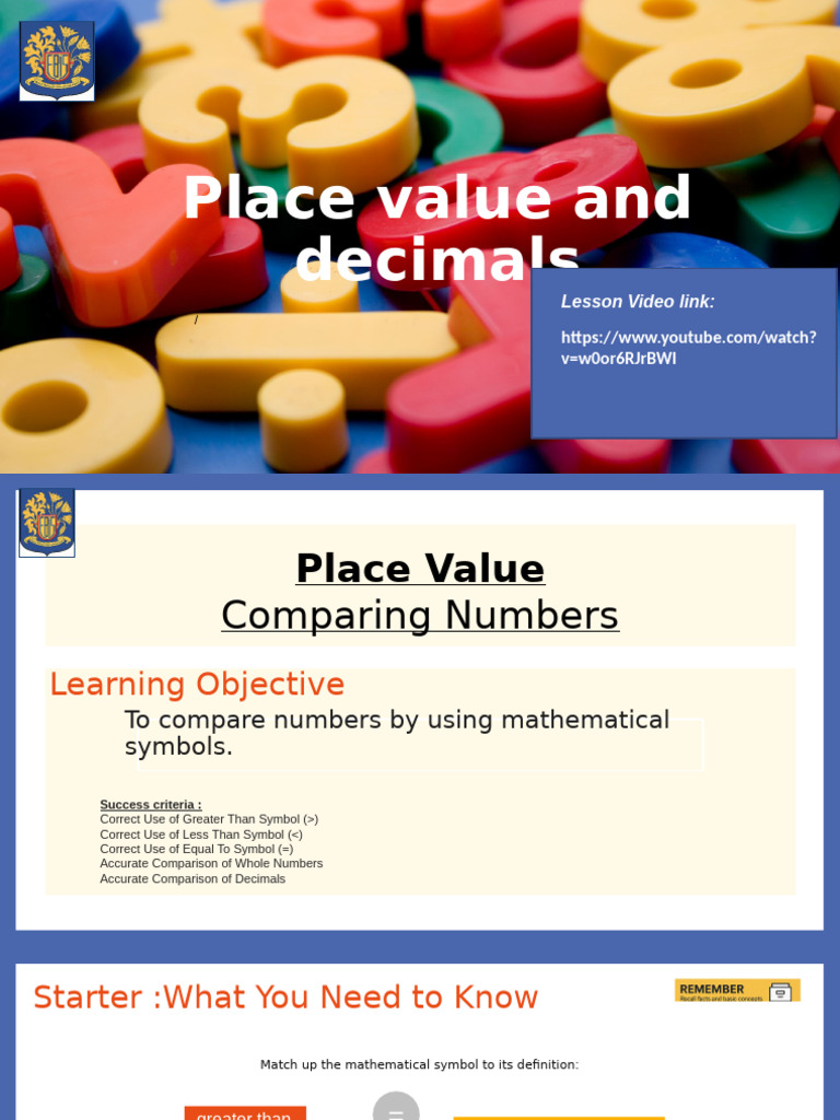 Comparing Place Value and Decimals | PDF | Numbers | Decimal