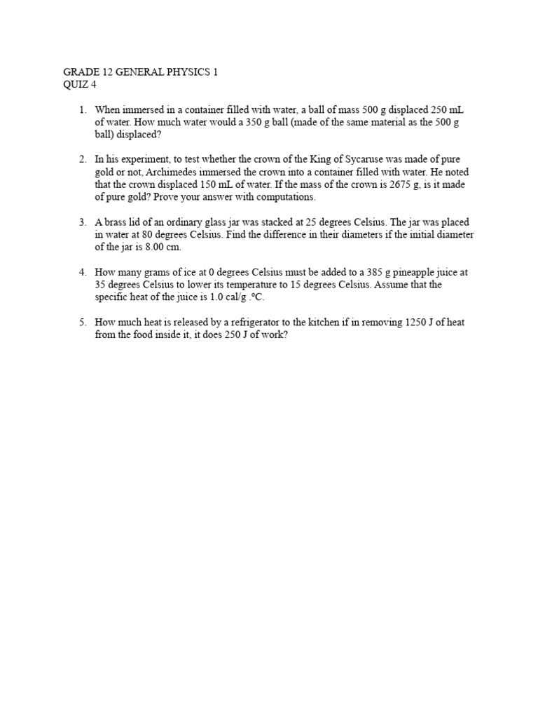 G12 Quiz 4 | PDF