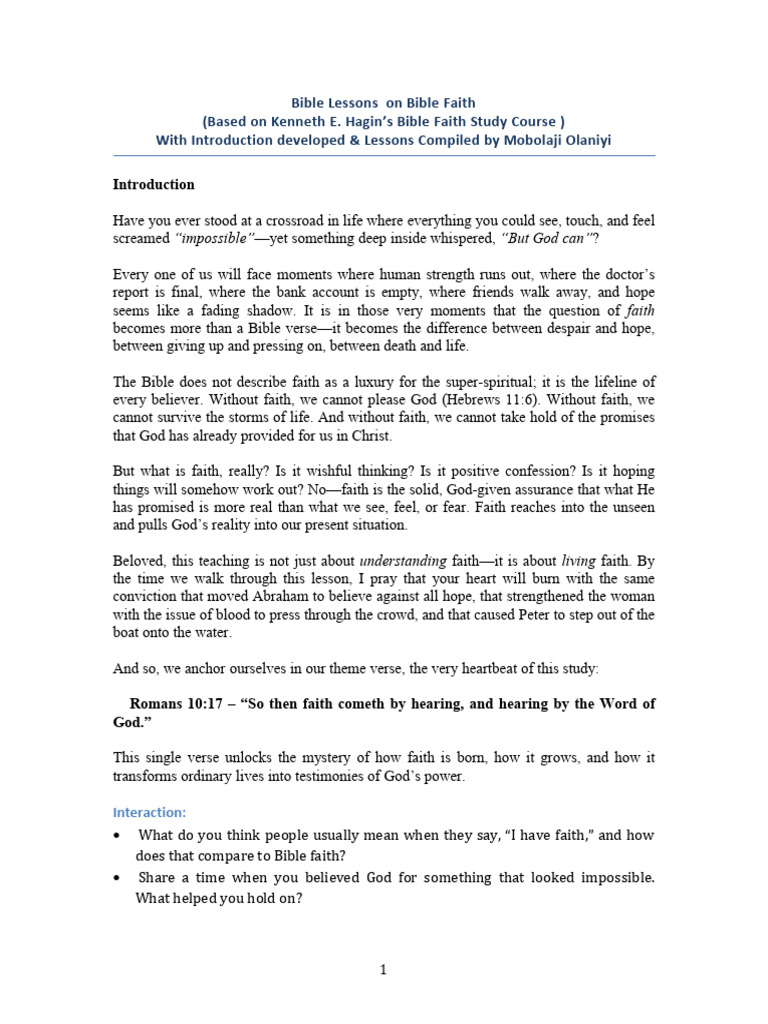 Bible Faith Lessons for Believers | PDF | Faith | Jesus