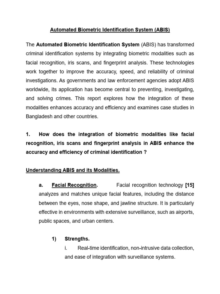 Enhancing Crime Identification with ABIS | PDF | Biometrics | Fingerprint