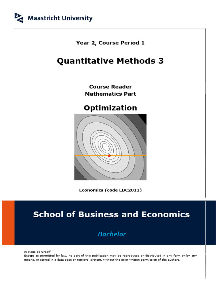 Optimization Techniques in Economics | PDF | Mathematical Optimization ...