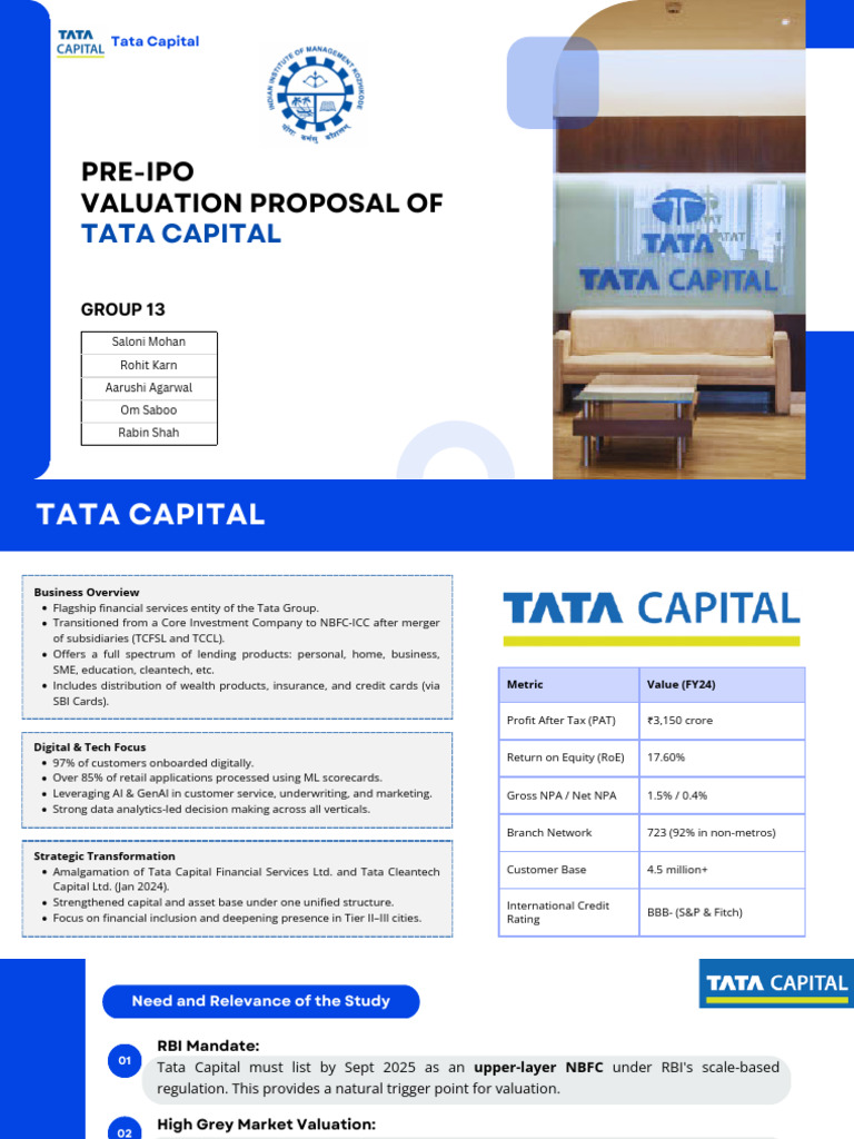 Corporate Valuation of Tata Capital Proposal | PDF | Valuation (Finance ...