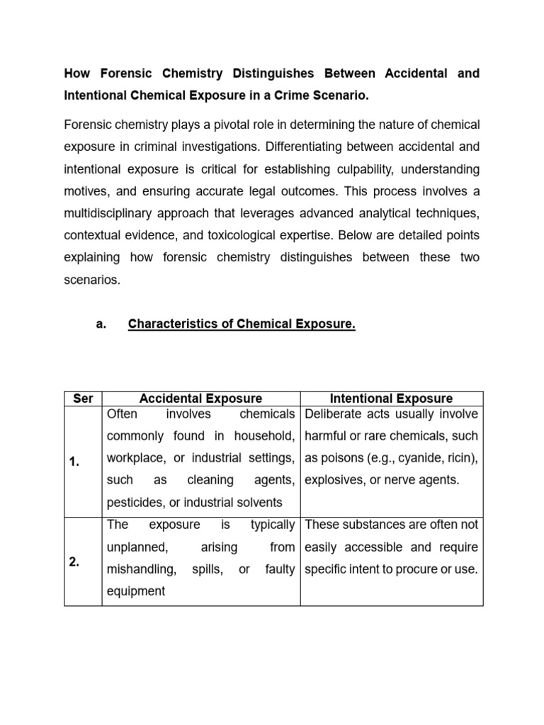 Forensic Chemistry: Accidental vs. Intentional Exposure | PDF ...
