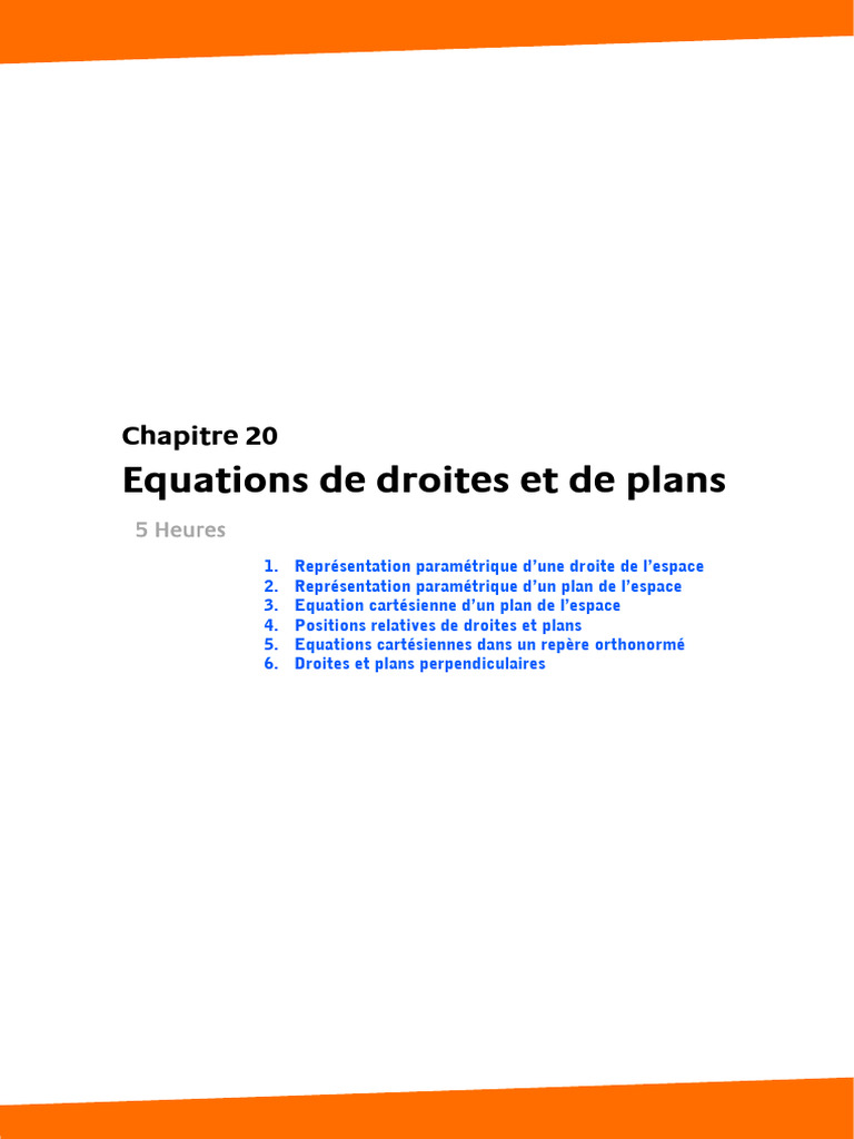 Équations de droites et de plans en 3D | PDF | Coordonnées cartésiennes ...