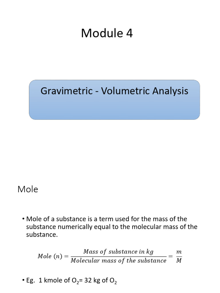 Gravimetric and Volumetric Analysis Guide | PDF | Mole (Unit) | Gases