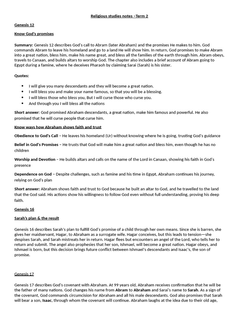 Abraham's Faith and God's Promises | PDF | Sarah | Abraham