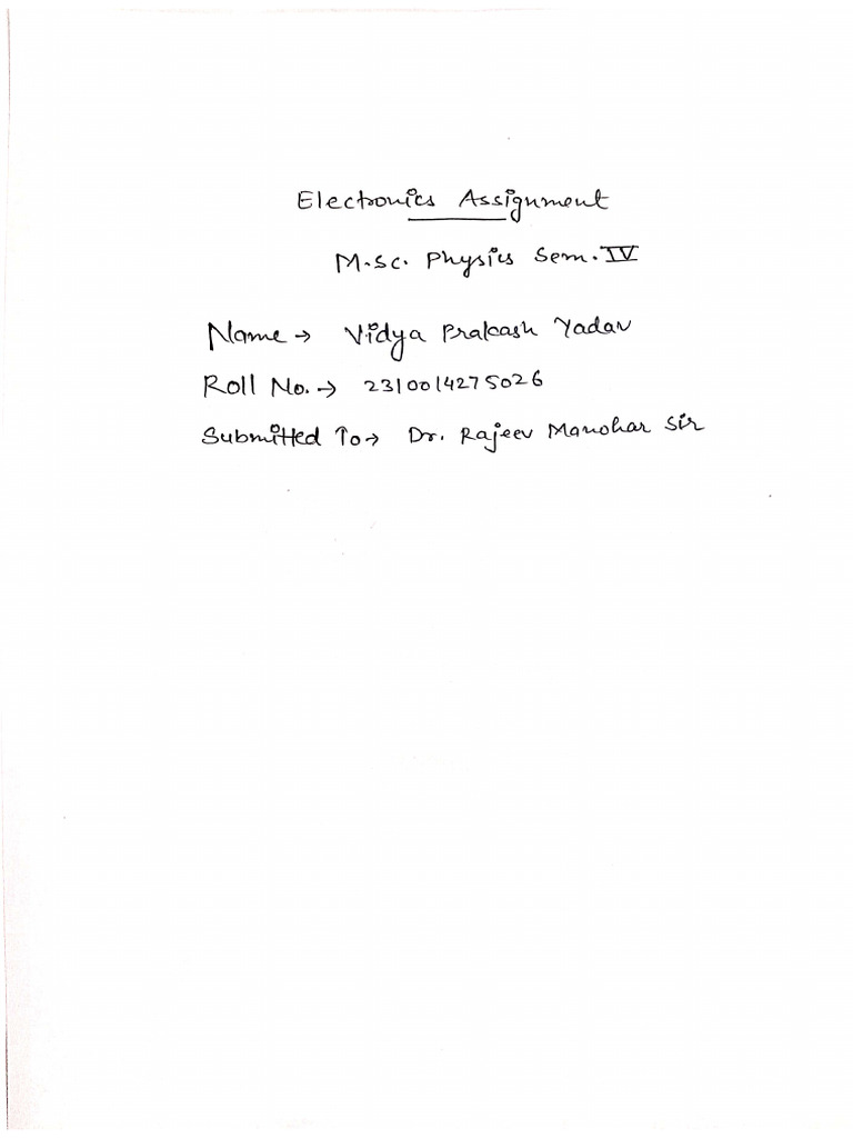 Electronics Assignment | PDF