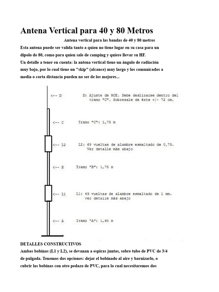 Antena Vertical para 40 y 80 Metros | PDF | Antena (Radio) | Ingenieria ...
