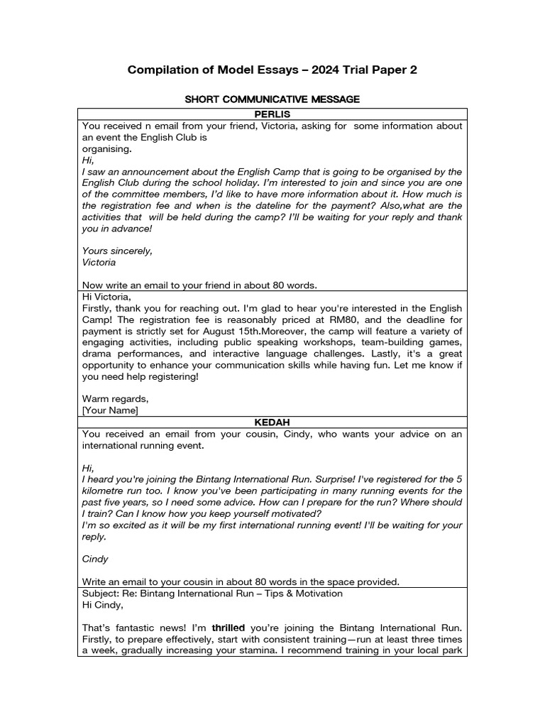 Model Essays for English Communication 2024 | PDF | Cyberbullying ...